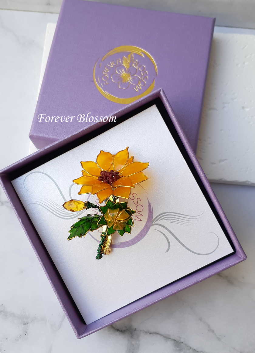 Sunflower Brooch pin for Summer – Forever Blossom